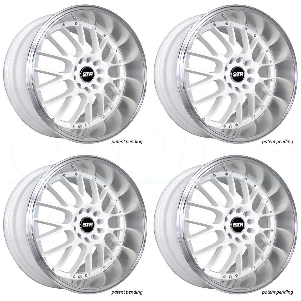 18x8.5 STR 514 5x114.3 30 White Machine Lip Wheels Rims Set(4) - Wheels