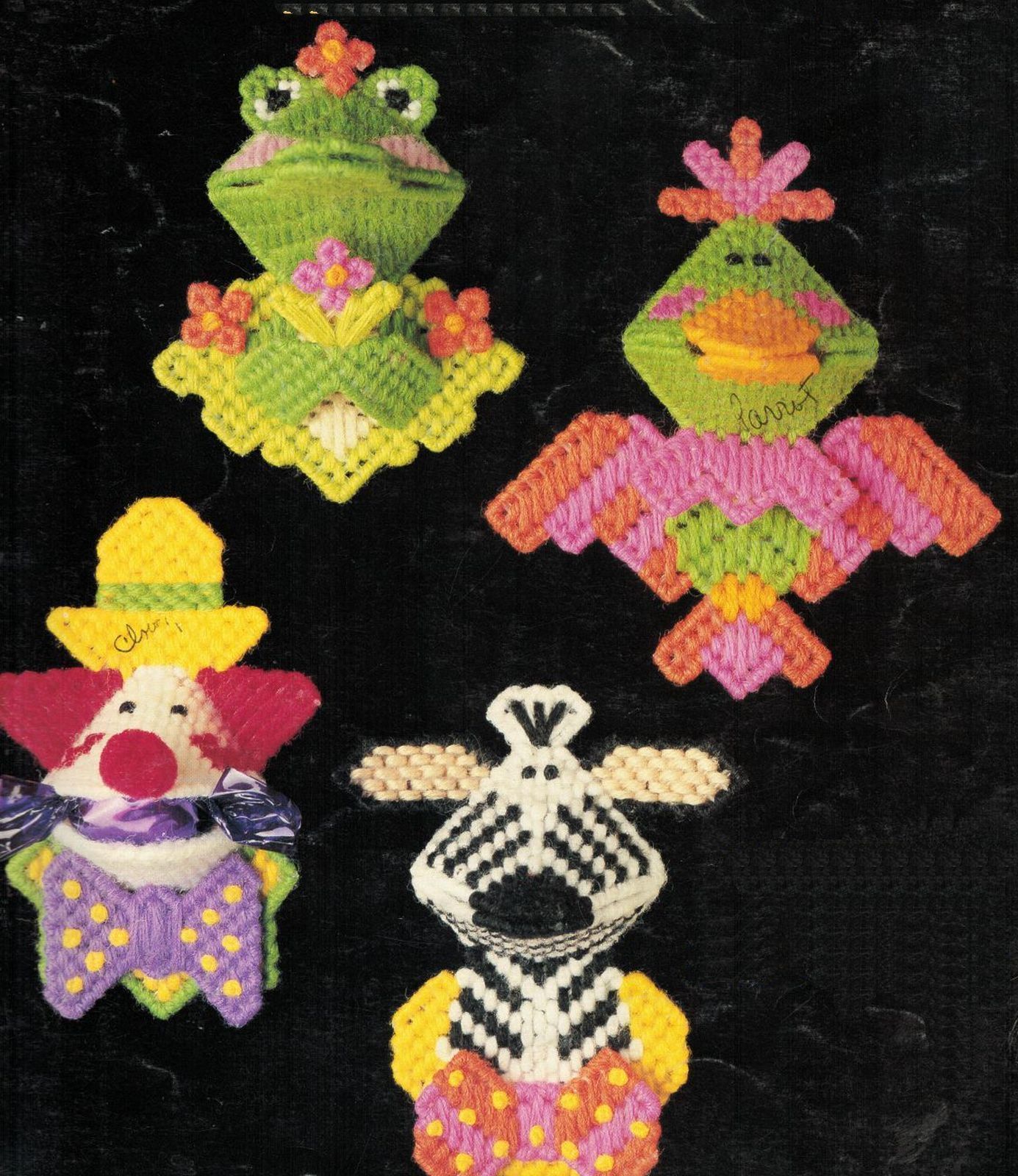 Plastic Canvas Kiss Me Quick Squeezums Animal Alligator Lion Monkey Cow ...