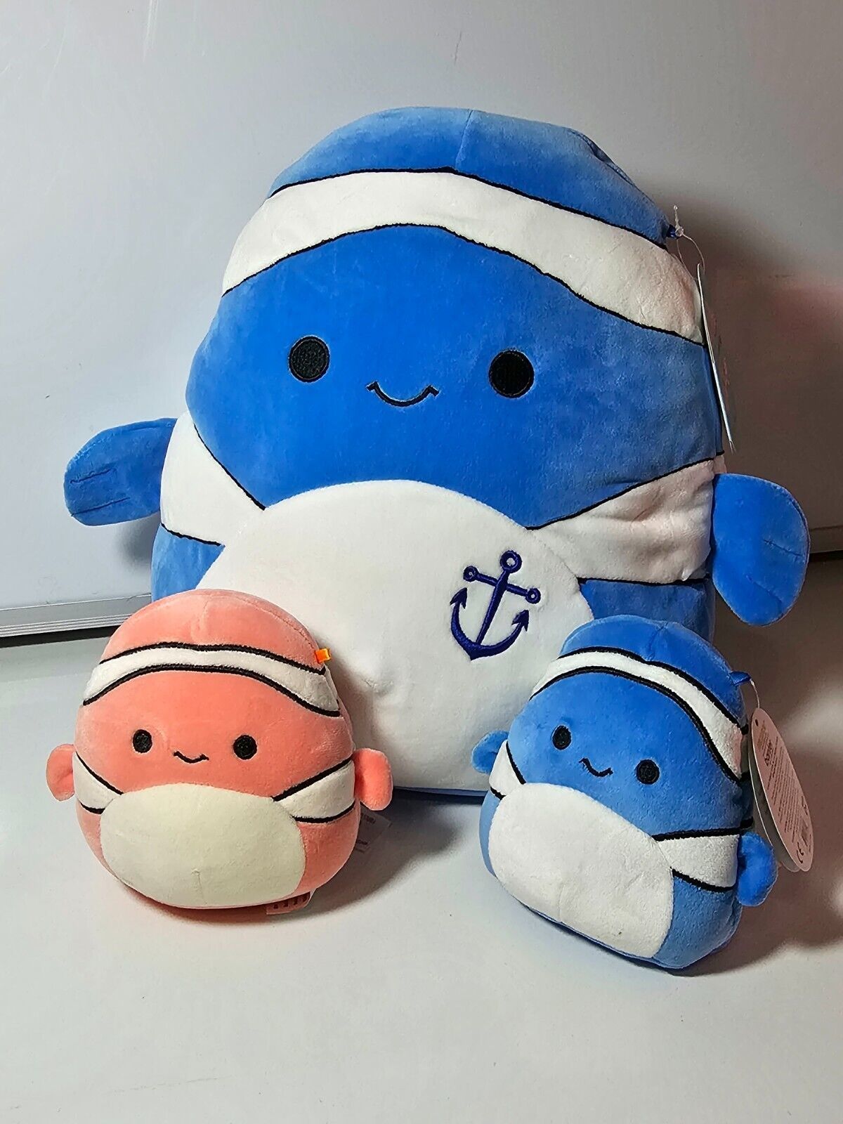 Squishmallow 13" Ricky Clown Fish Bright Blue, 6" Blue Ricky & 6" Peach ...