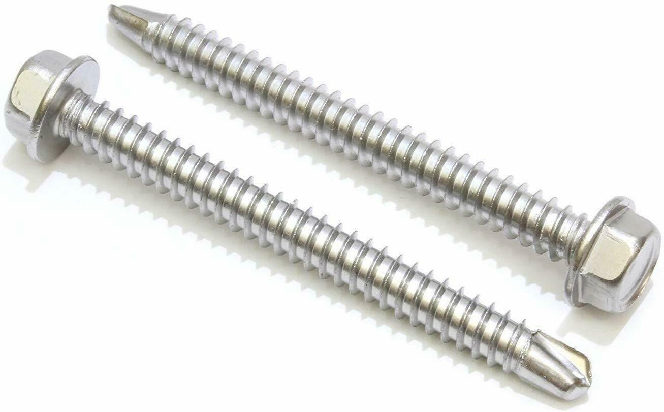 14 X 3 3 16 Hex Washer Head Self Drilling Sheet Metal Screws 410 SST 14 X 3 3 16 Hex Washer Head Self Drilling Sheet Metal Screws 410 SST