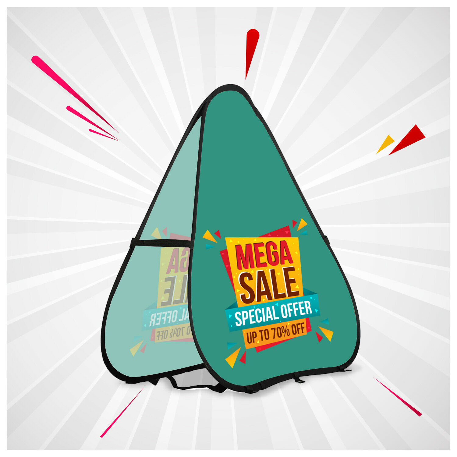 Custom Triangle Pop Up Banner Stand Double Sided Advertising Board Sign ...