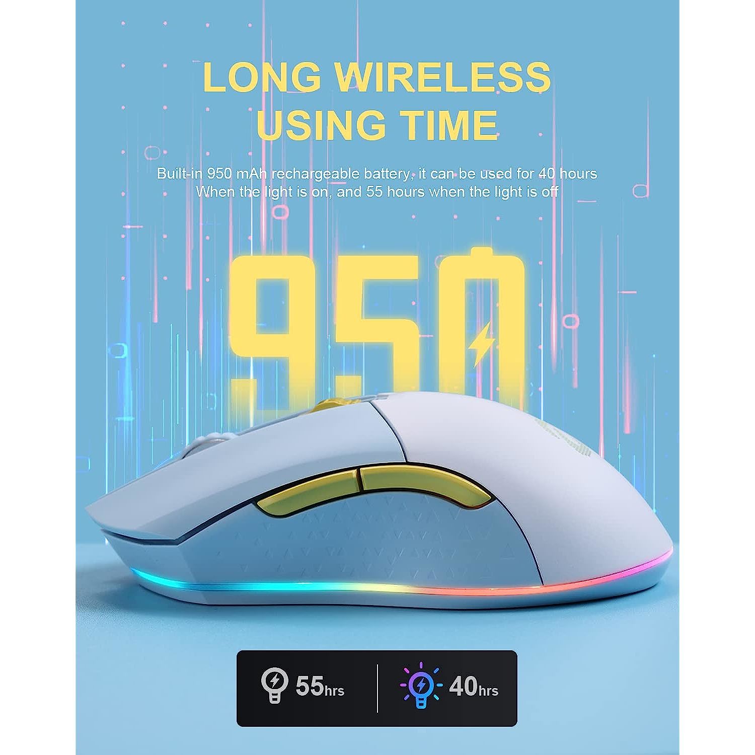 Wireless Wired Gaming Mouse Dual-Mode Rechargeable 7 Programmable ...