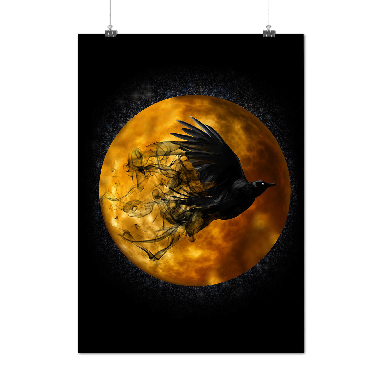 Raven Cosmos Moon Space Bird Space Matte/Glossy Poster A0 A1 A2 A3 A4 ...