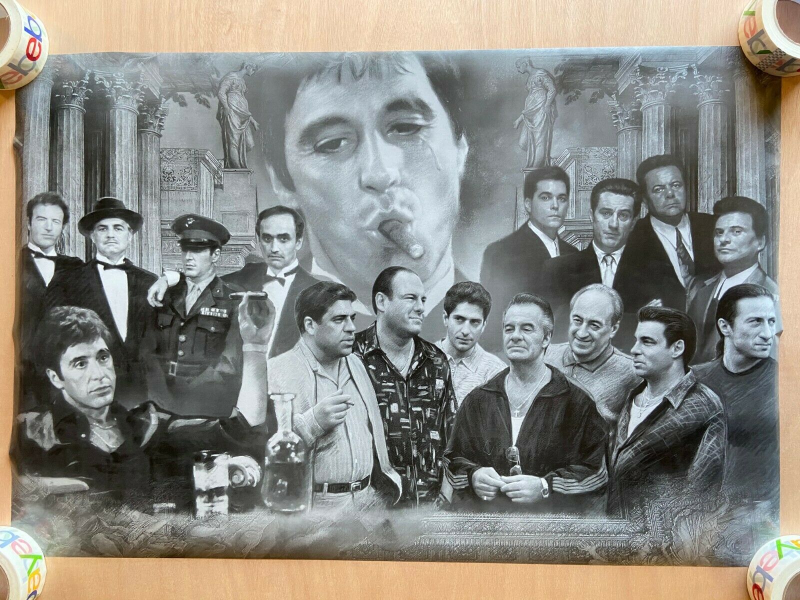 Gangsters Collage Movie Poster 24x36 Godfather Scarface Sopranos ...