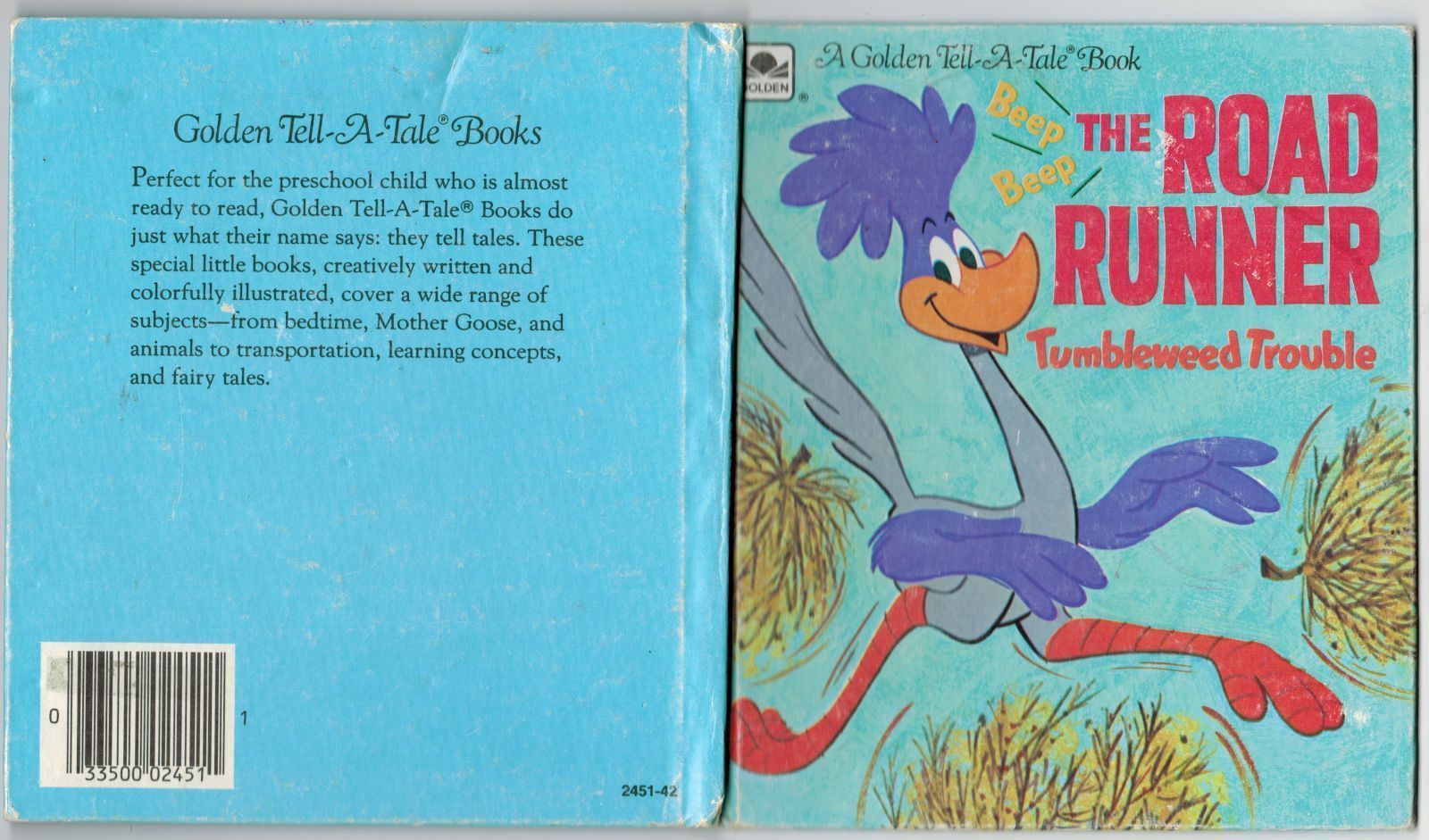 Vintage 1971 Road Runner Tumbleweed Trouble Golden Tell-A-Tale Book 1st ...