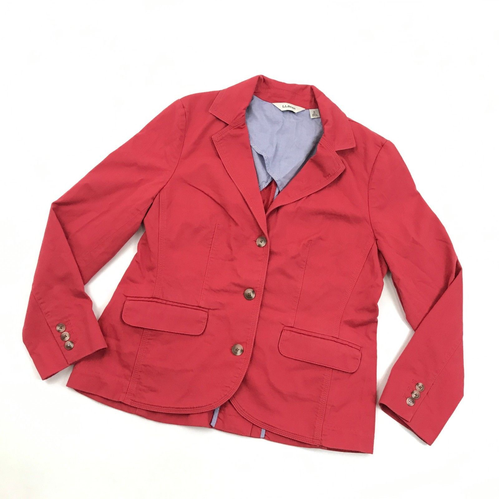 Women LL Bean Womens Blazer Szie m Petite Coral Jacket Business Casual ...