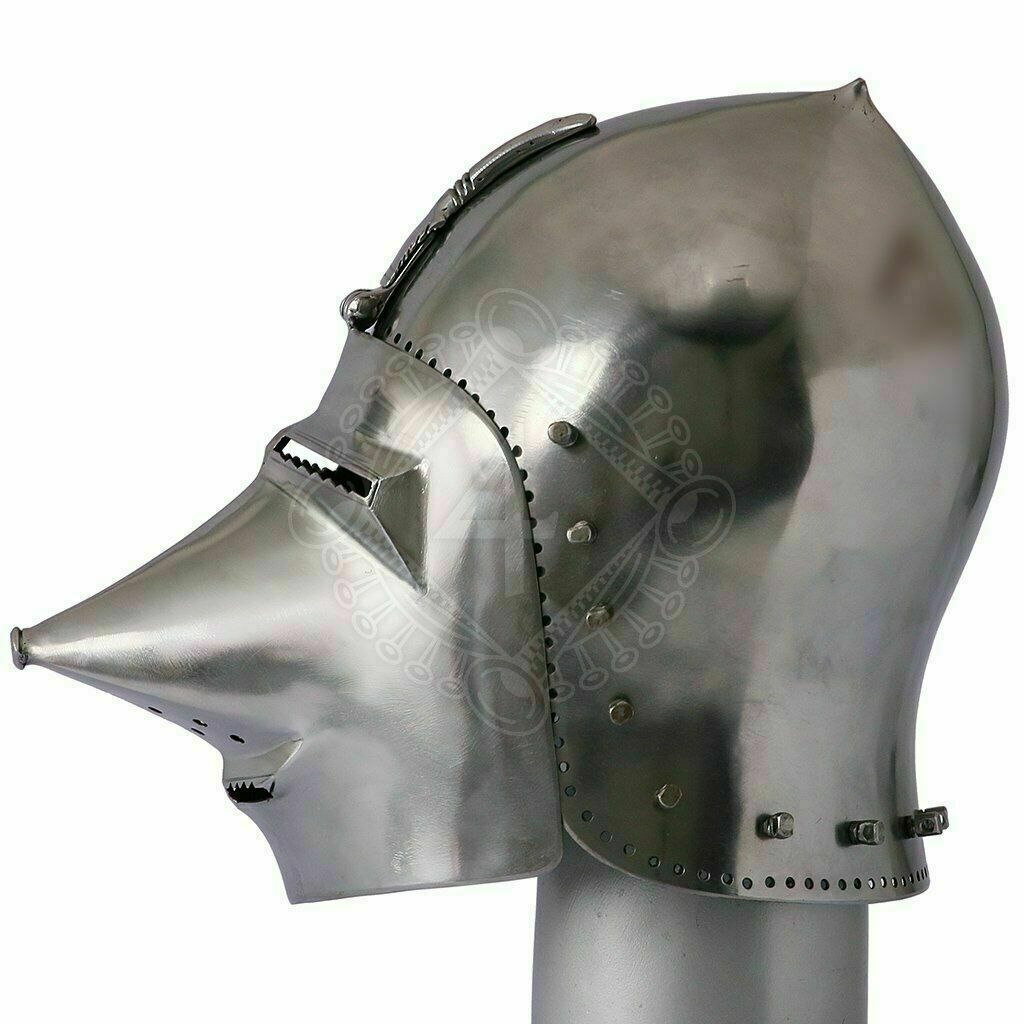 Custom SCA HNB 14 Gauge Steel Medieval Tournament Bascinet Helmet W s ...