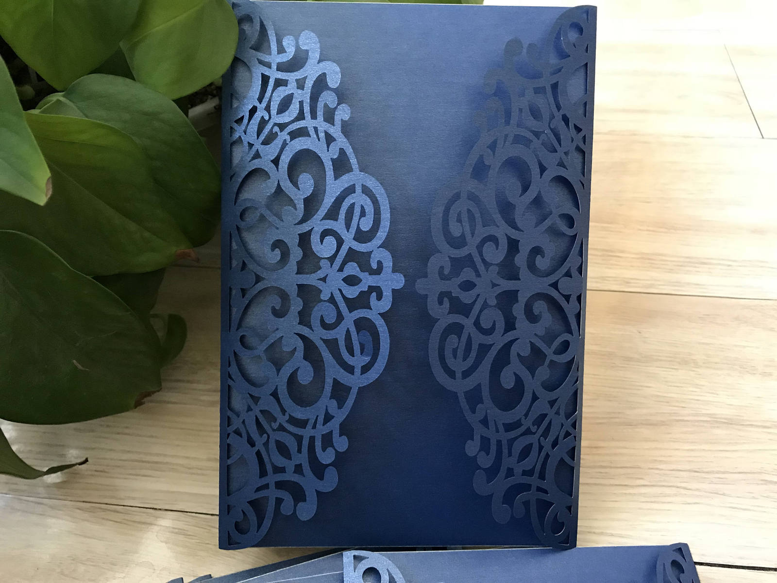 50pcs Navy Blue laser cut Wedding Invitation,custom Laser Cut Wedding ...
