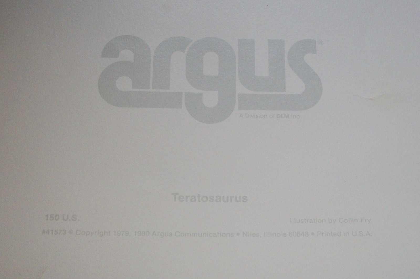 1979 ARGUS DLM NILES IL COLLIN FRY TERATOSAURUS DINOSAUR LITHO ART ...