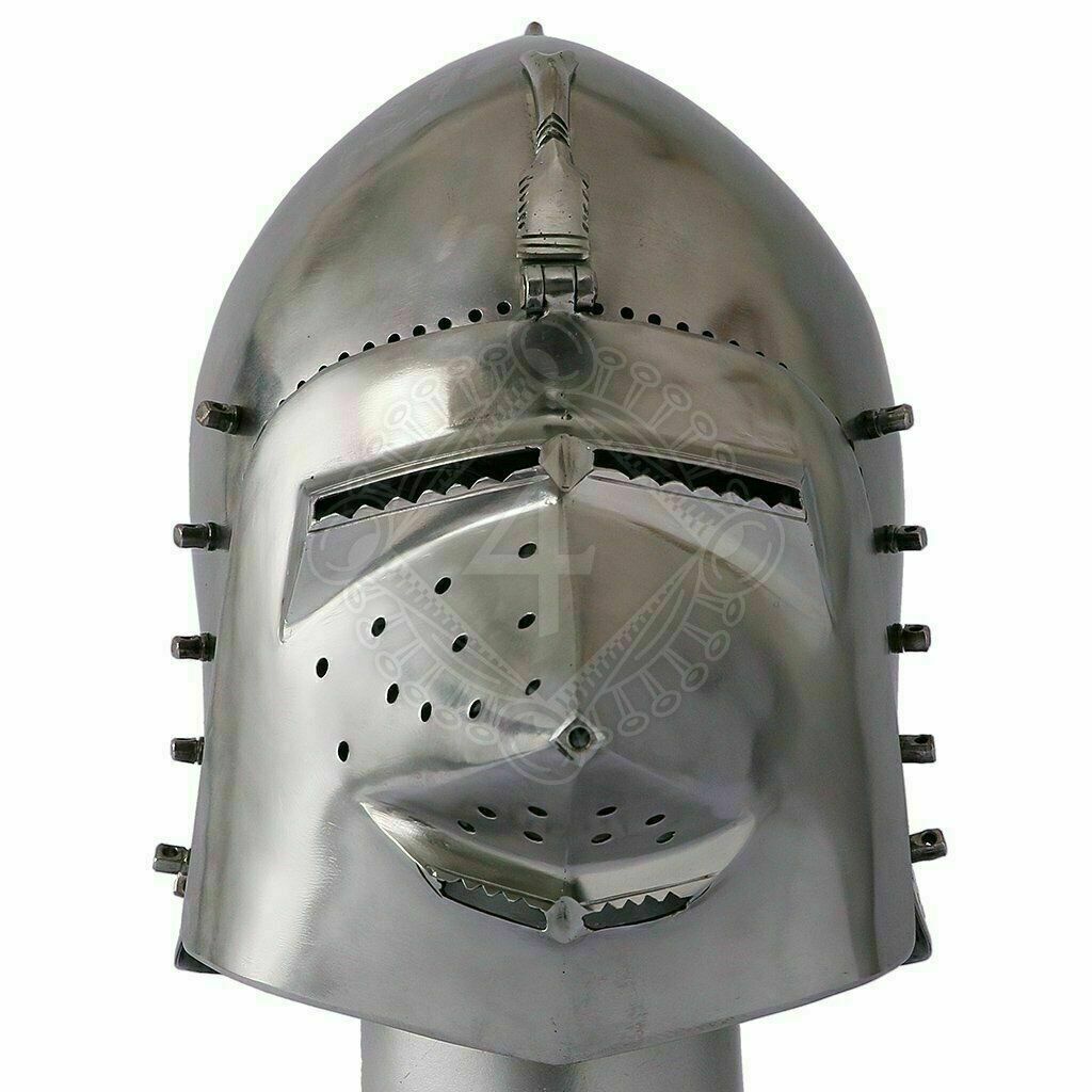 Custom SCA HNB 14 Gauge Steel Medieval Tournament Bascinet Helmet W s ...