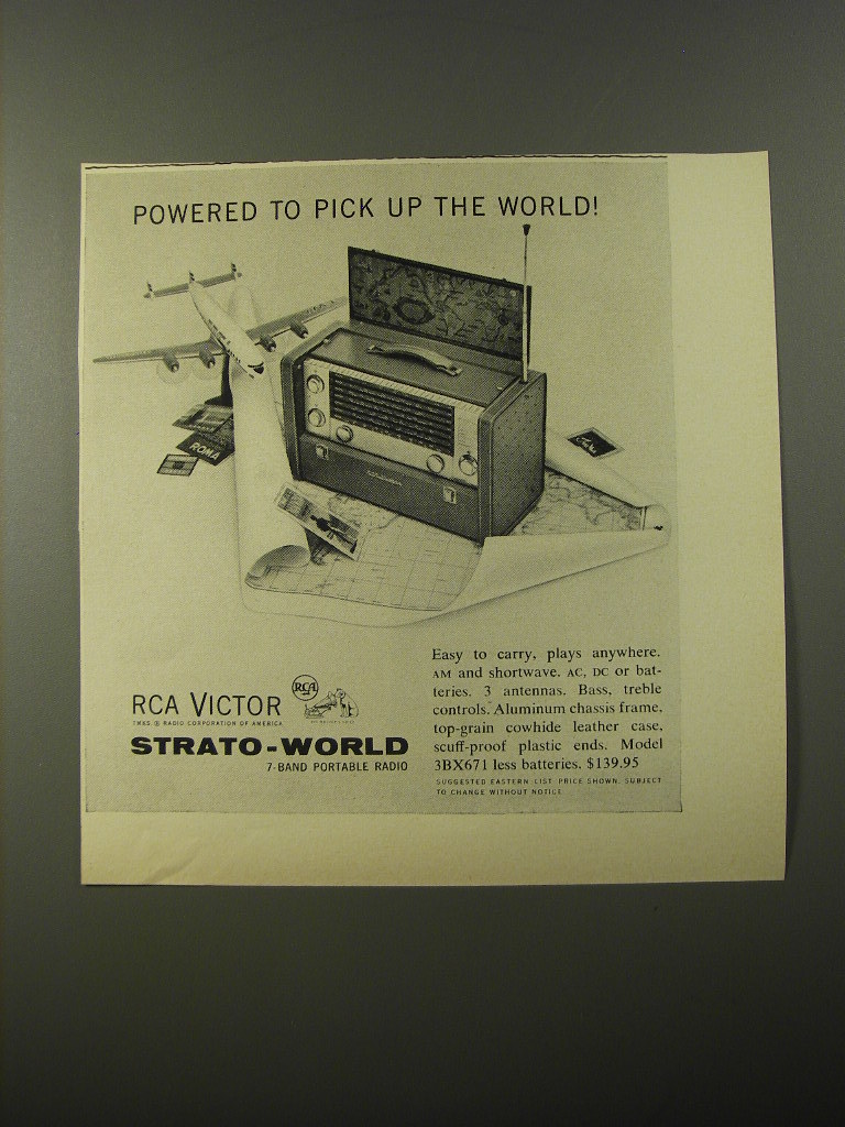 1954 RCA Victor Strato-World Radio Ad - Powered to pick up the world ...