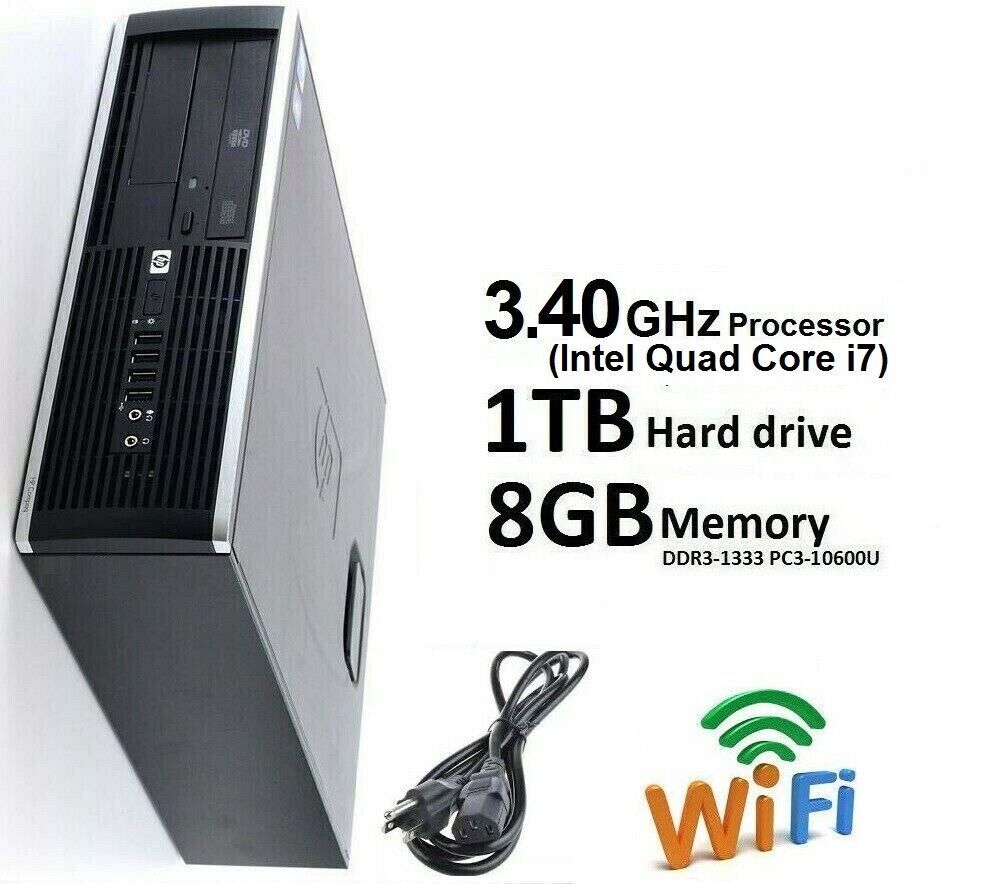 HP Desktop Windows 10 Pro 1TB HDD Intel Quad Core i7 3.40 GHz CPU 8GB ...