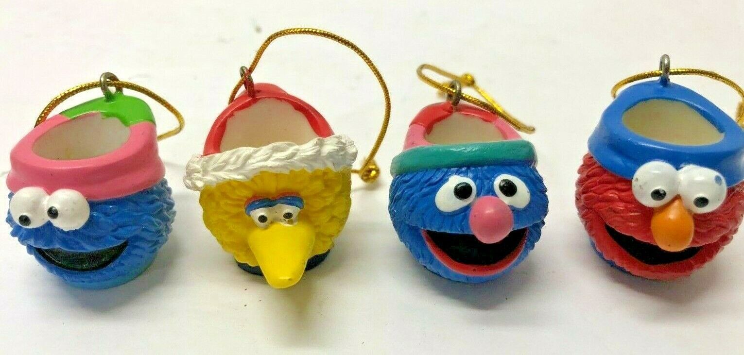 Sesame Street MINIATURE Grover Cookie Monster Set of 4 Christmas ...