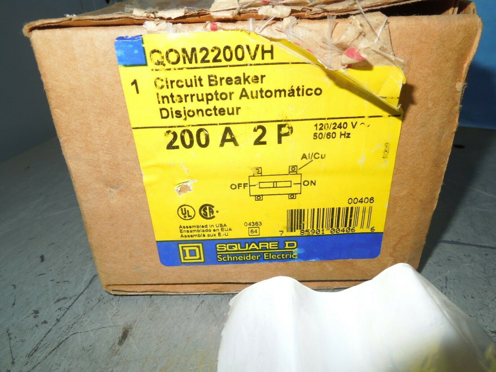 Square D QOM2200VH 200A 2P 120/240V Breaker New Surplus in Box ...