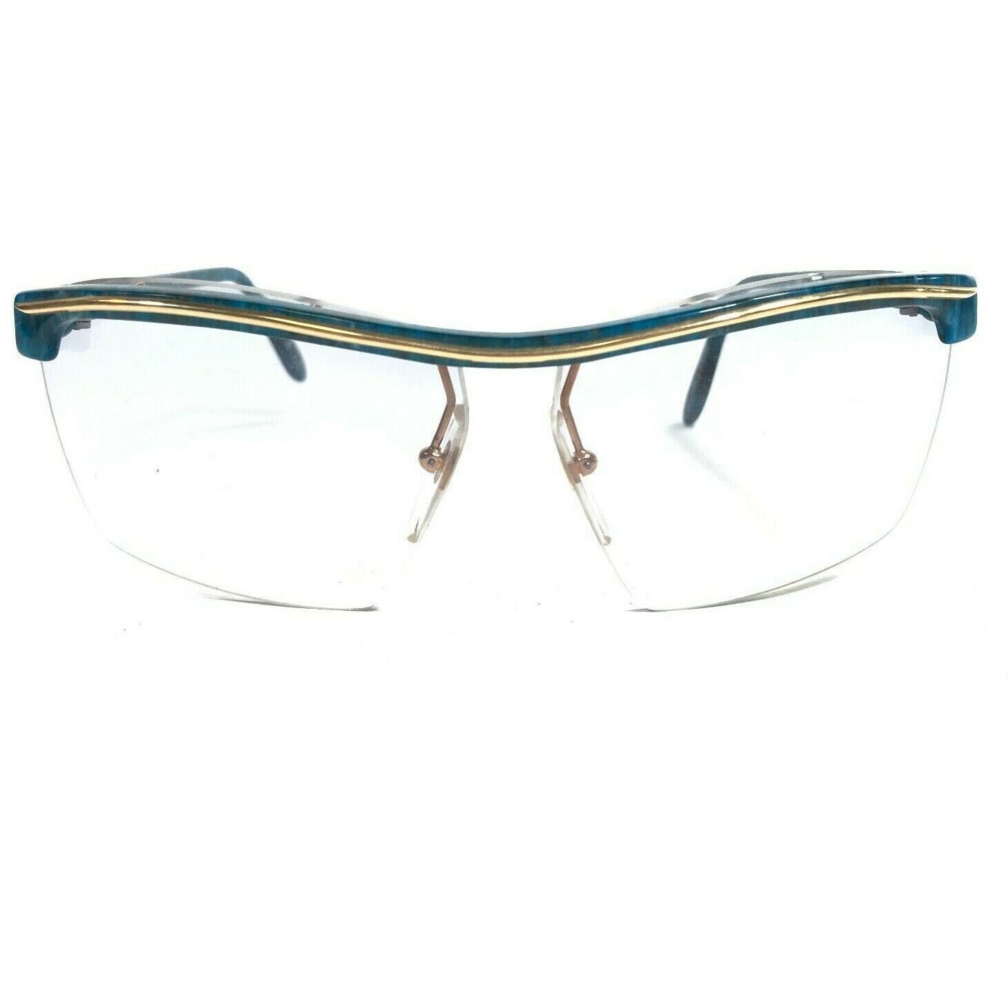 Bright Eyes Optical Affairs Eyeglasses Frames Blue Square Wrap Half Rim ...