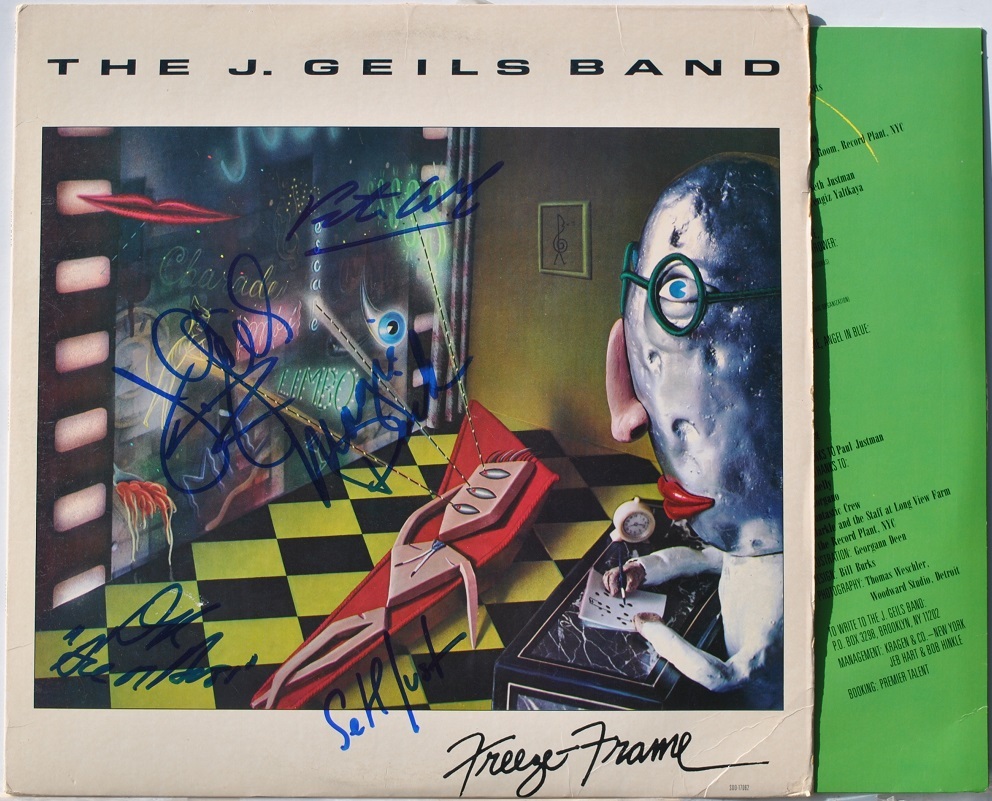 J. GEILS BAND - FREEZE FRAME ALBUM SIGNED X5 - Peter Wolf, J. Geils ...