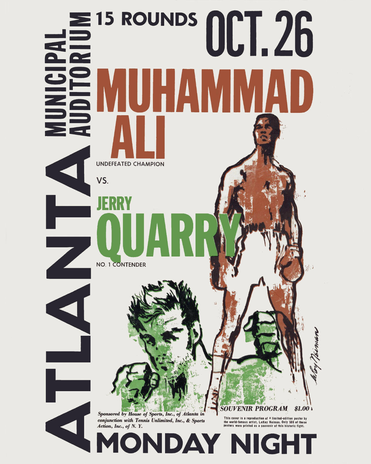 JERRY QUARRY vs MUHAMMAD ALI 8X10 PHOTO BOXING POSTER PICTURE - Boxing