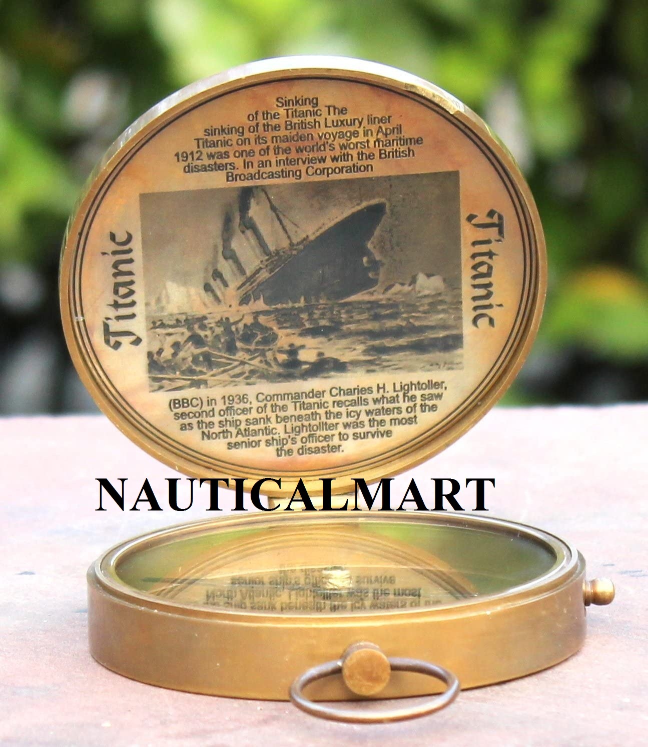 NauticalMart Vintage Titanic Lid Brass Compass - Compasses