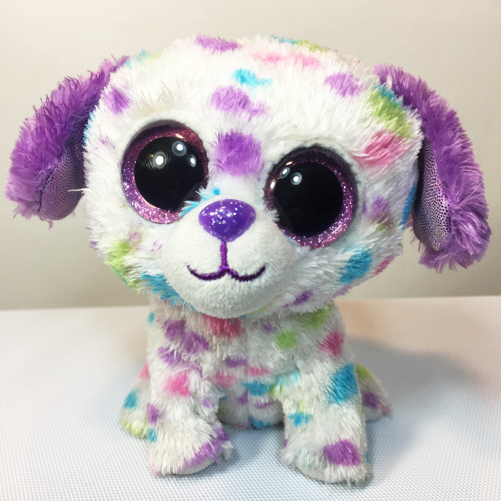 Ty Beanie Boos Dog Darling Justice Plush Rainbow Confetti Polka Dots 6 ...