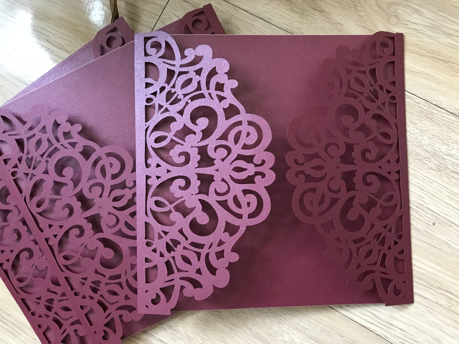 50pcs Burgundy Red Laser Cut wedding invitations,invitations,invitation ...