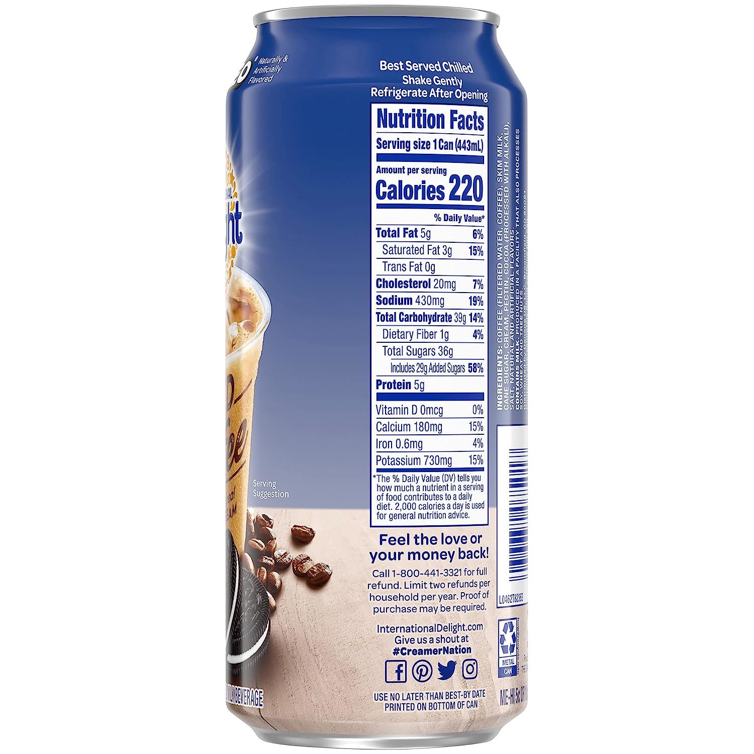 International Delight Iced Coffee, Oreo Cookie, 15 Fl Oz, Pack of 12 ...