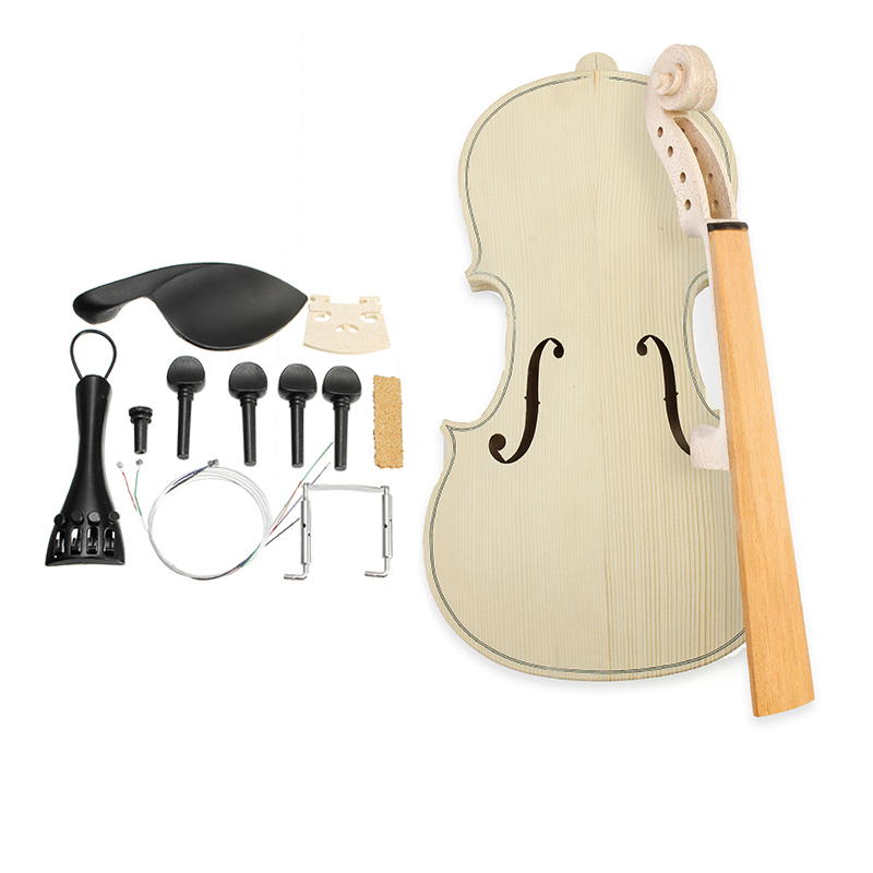 DIY Natural Solid Wood Violin Fiddle 4/4 Size Kit Spruce Top Maple Back ...