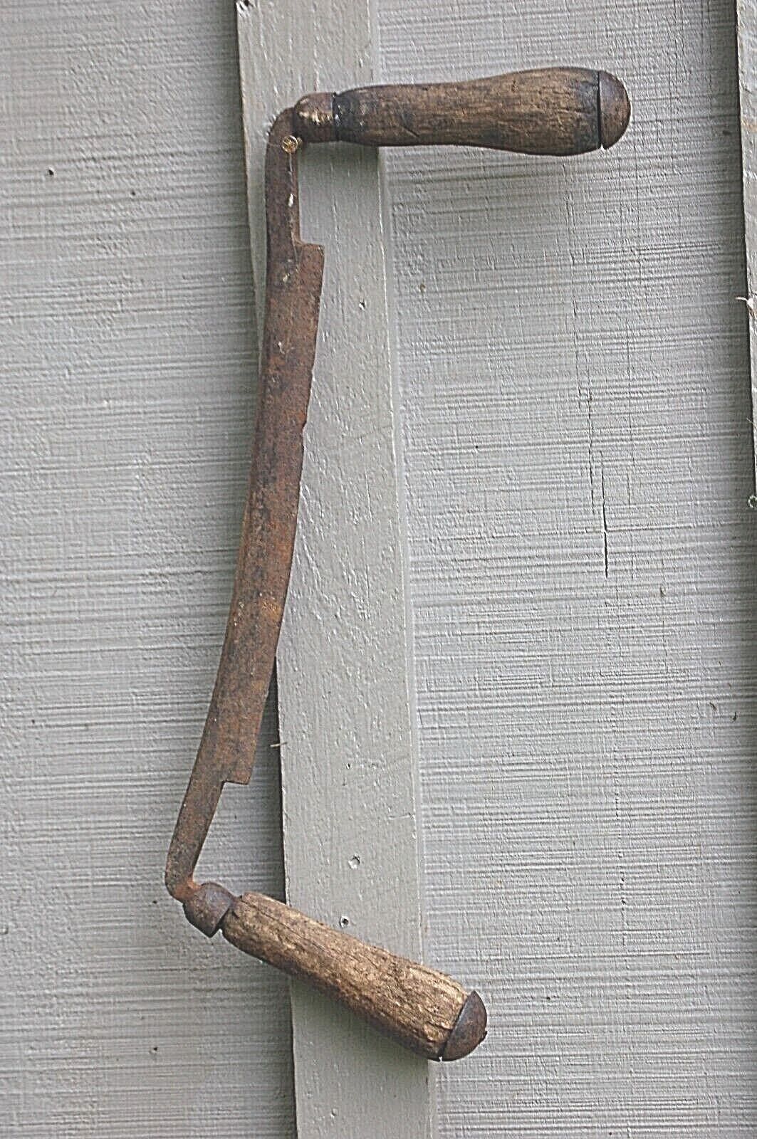 Antique Primitive Draw Knife Tool Wooden Handles Woodworking Old ...