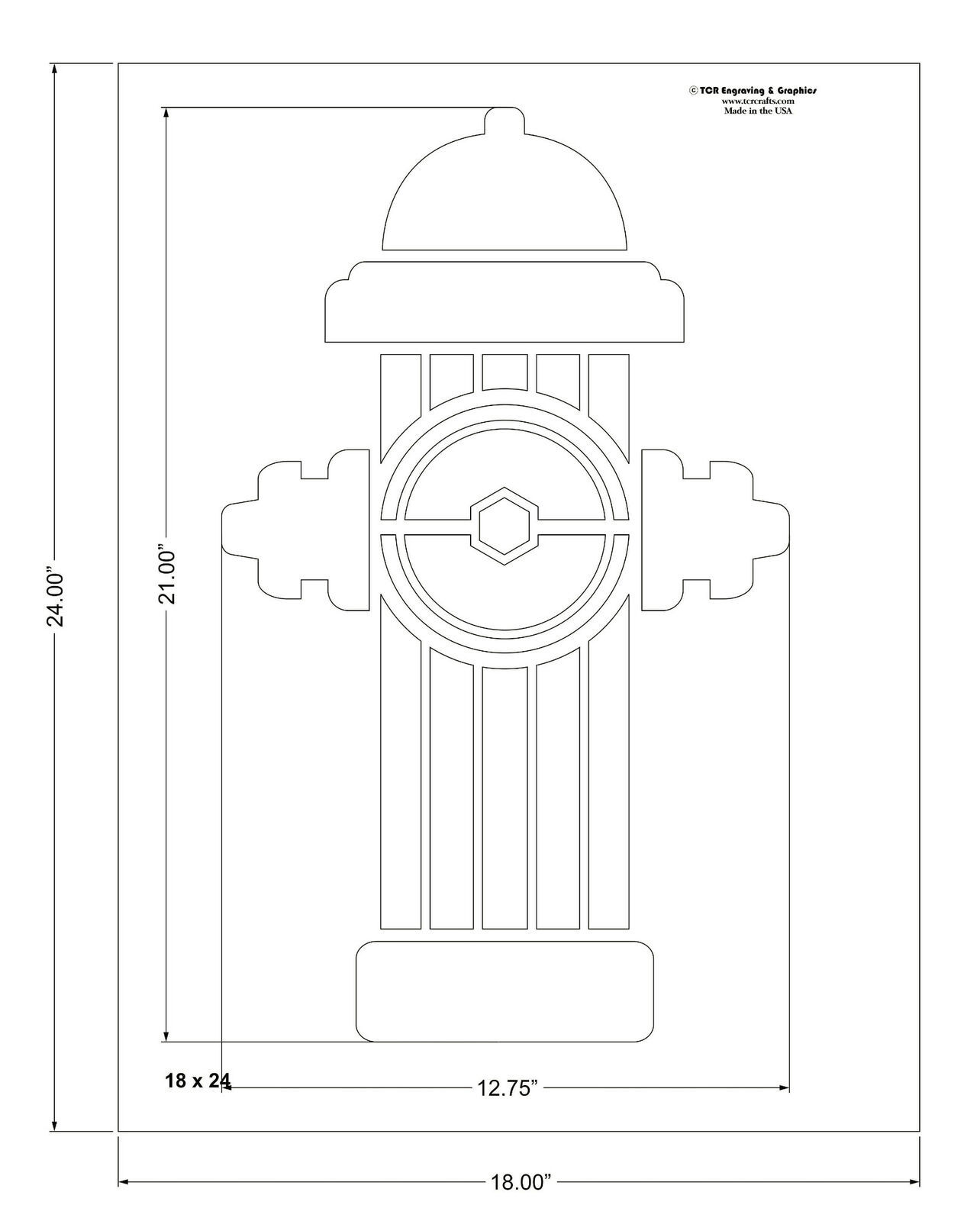 Fire Hydrant Stencil -18 x 24 Inches Overall - Quilt Templates & Stencils