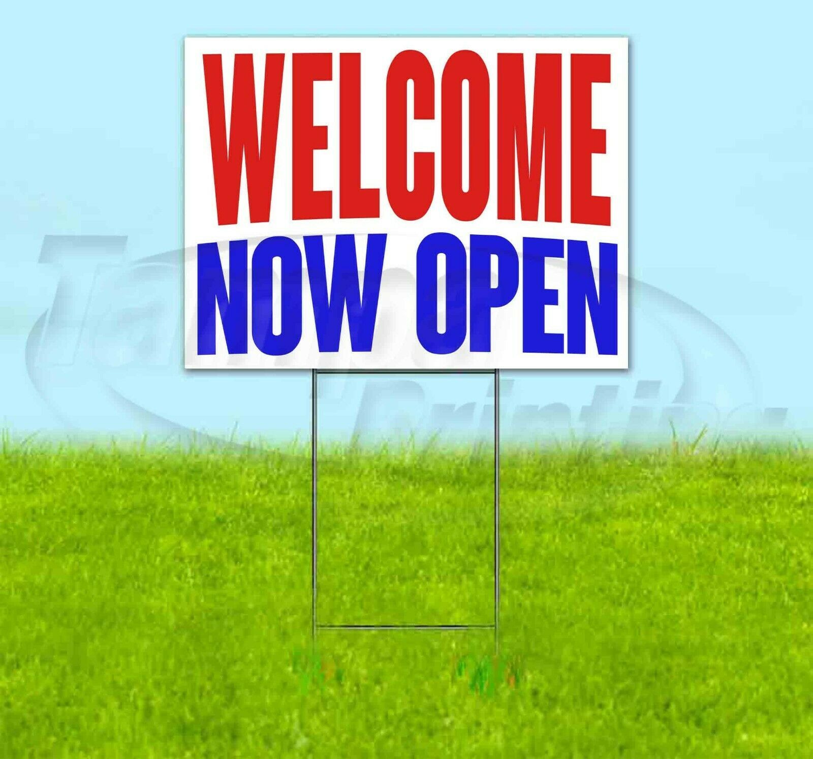 WELCOME NOW OPEN Yard Sign Corrugated Plastic Bandit Lawn Decorations ...