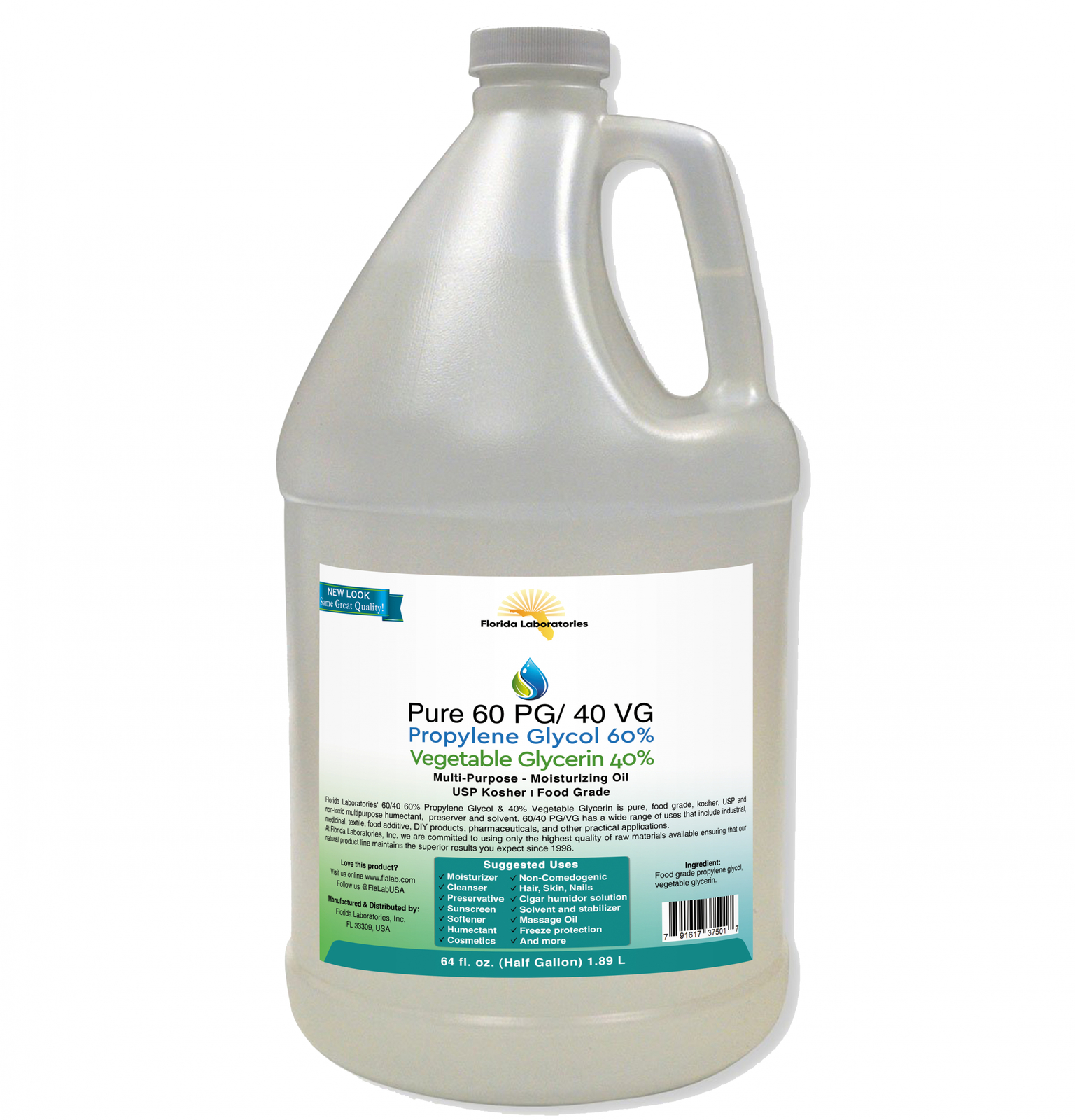 60% Propylene Glycol, 40% Vegetable Glycerin PG VG -1/2 Gallon - Other