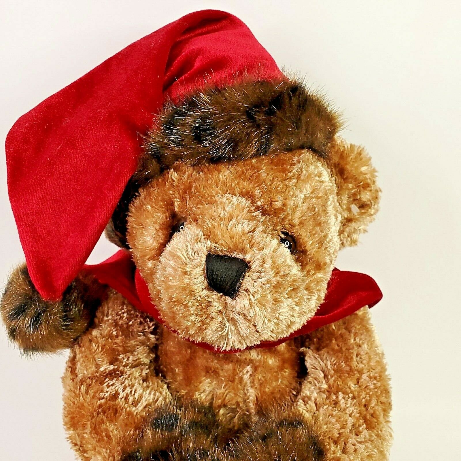 Winter Xmas Penguin Plush Stuffed Animal Red Plaid Hat Pajamas Sleeping ...