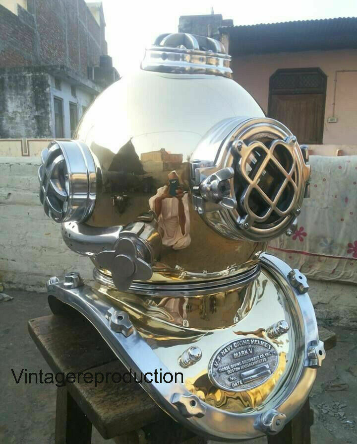 Diving Helmet U.S Navy Mark V Deep SCA Scuba 18" Divers Helmet Replica ...