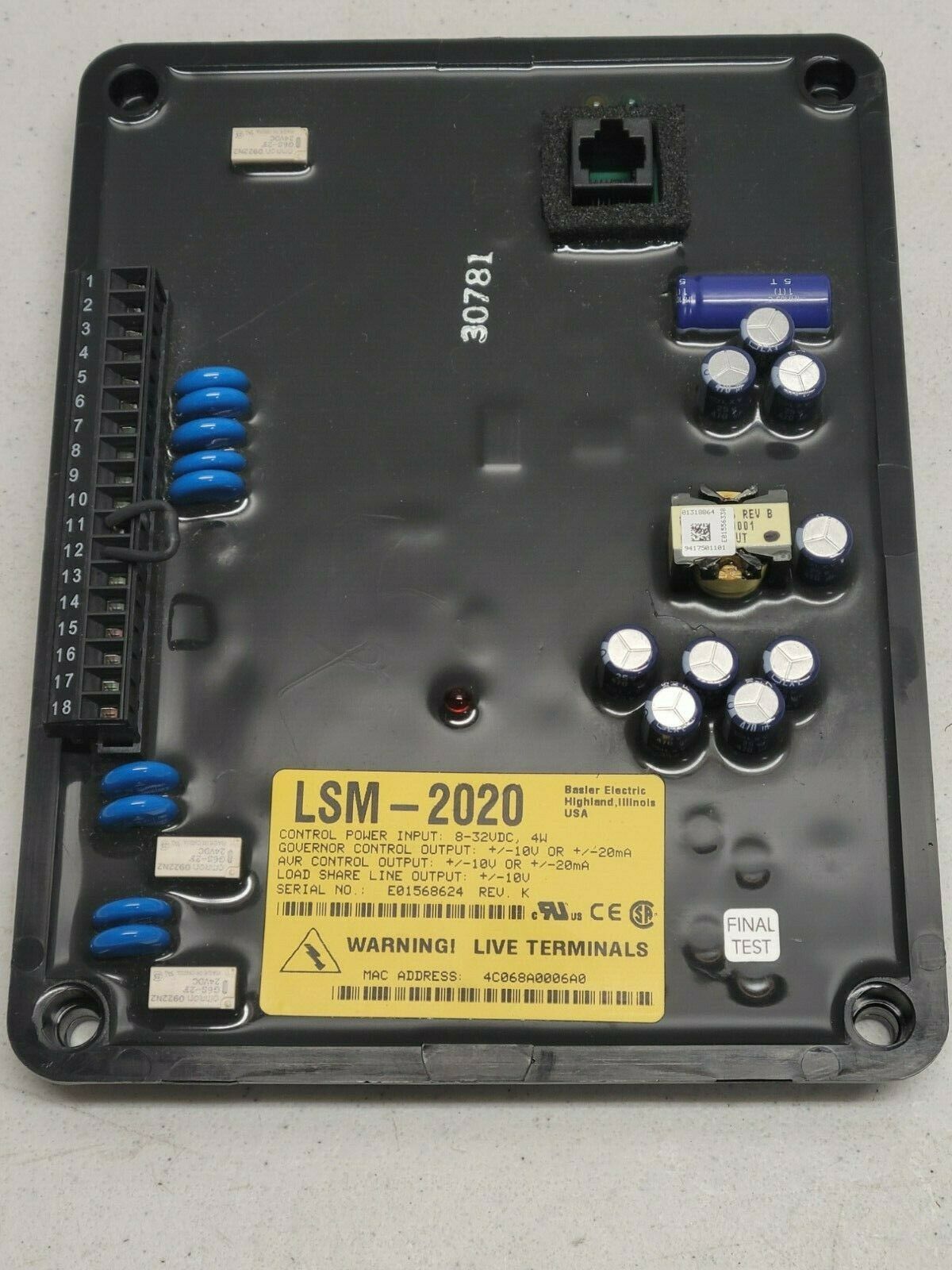 BASLER LSM-2020 PROGRAMMABLE GENERATOR LOAD SHARING SHARE AVR CONTROL ...