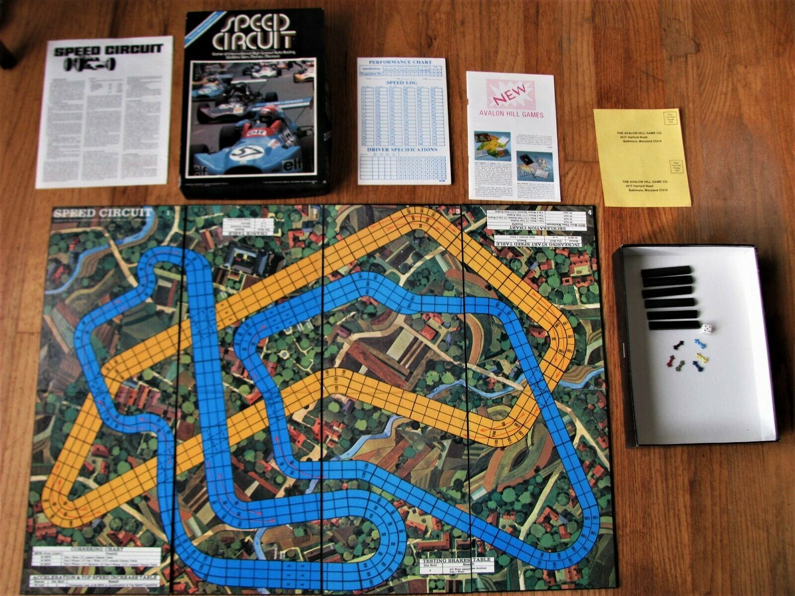 1977 Avalon Hill SPEED CIRCUIT High Speed Auto Racing Board Game Grand ...