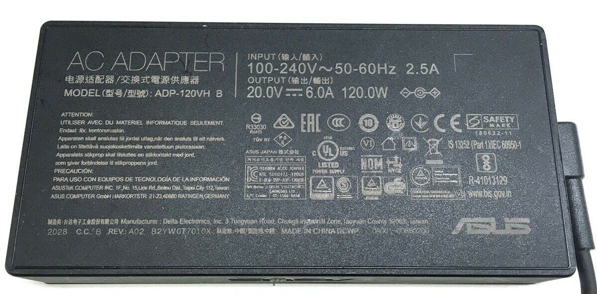 Genuine Asus Laptop Charger AC Power Adapter ADP-120VH B 20V 6A 120W 4.5mm Tip - Laptop Power ...