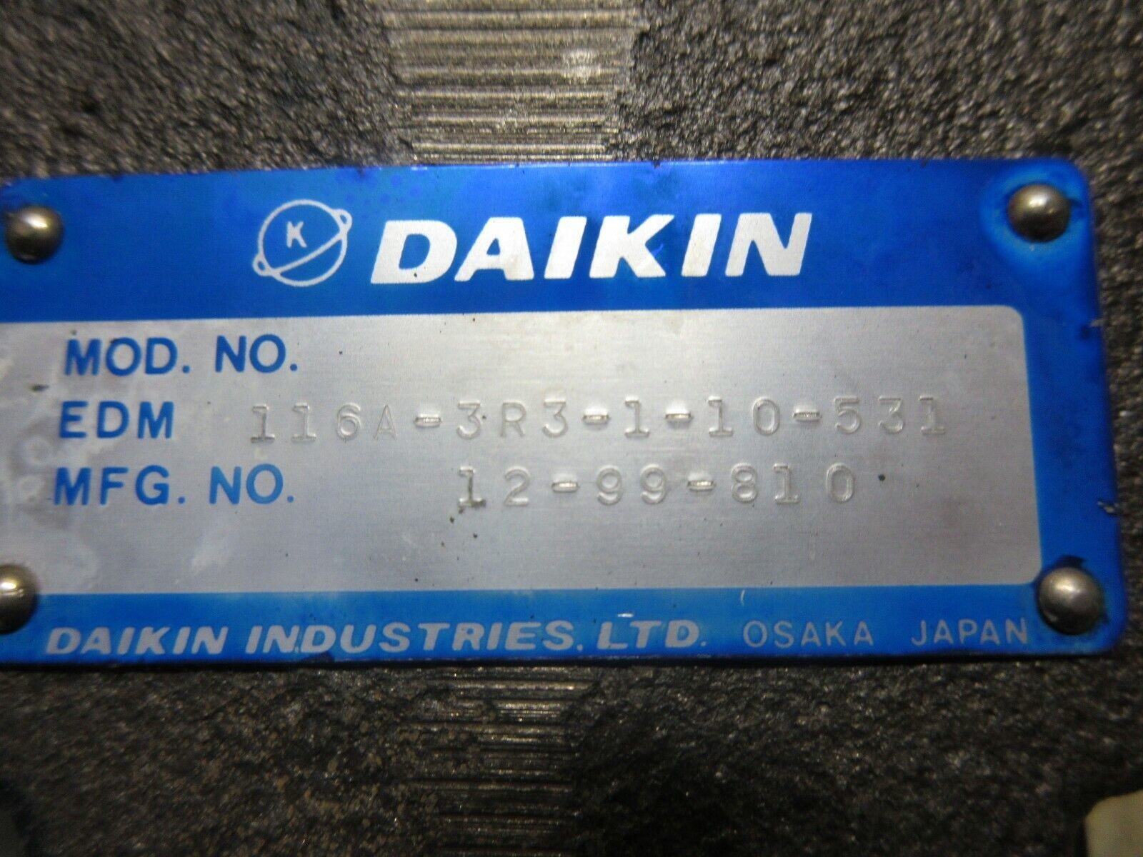 DAIKIN GEARED TURRET PUMP MOTOR 116A-3R3-1-10-531 MORI SEIKI SL-25A CNC ...