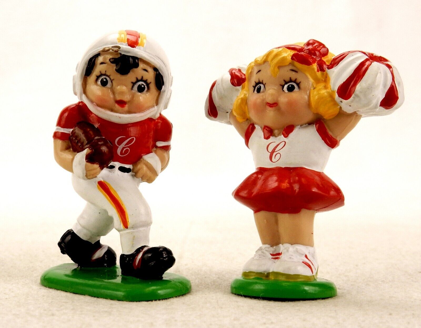 Vintage Campbell s Kids Figurines, Football Player & Cheerleader, 1985 ...