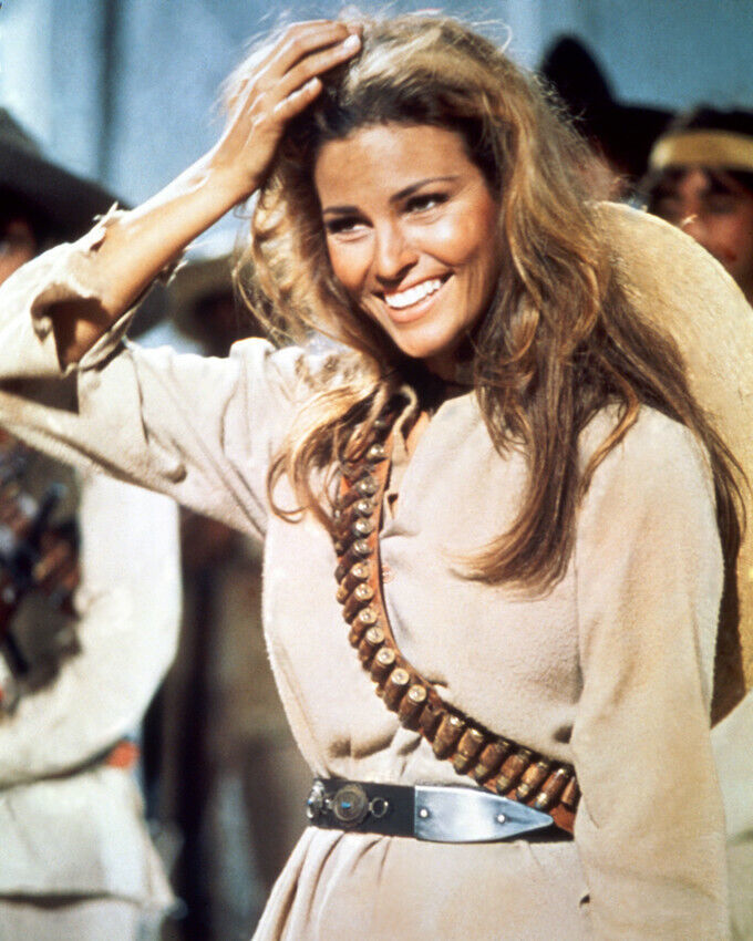 Raquel Welch with big smile gunbelt across chest 1968 Bandolero 8x10 ...