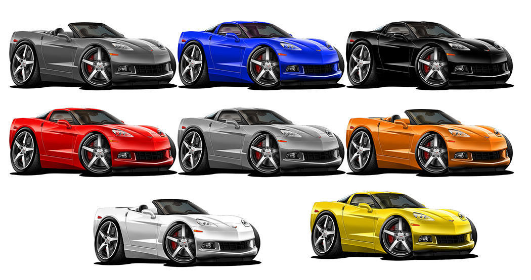 2006-14 Corvette C6 Z51 LS3 Cartoon Wall Decal Graphic Sticker NEW FREE ...