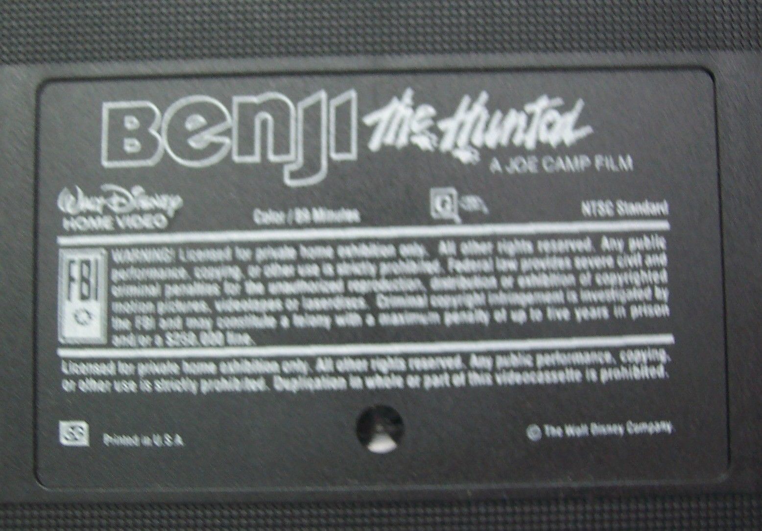 Walt Disney BENJI THE HUNTED VHS VIDEO Dog - VHS Tapes