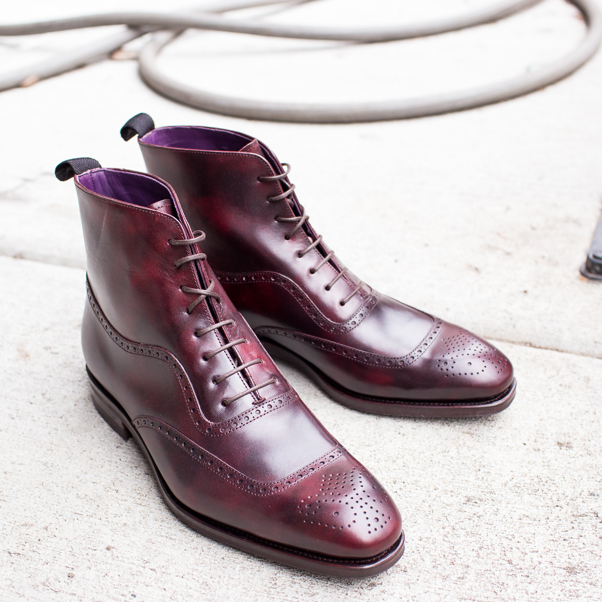 NEW Handmade Men Burgundy Color Leather Laceup Boot, Men New High Ankle ...
