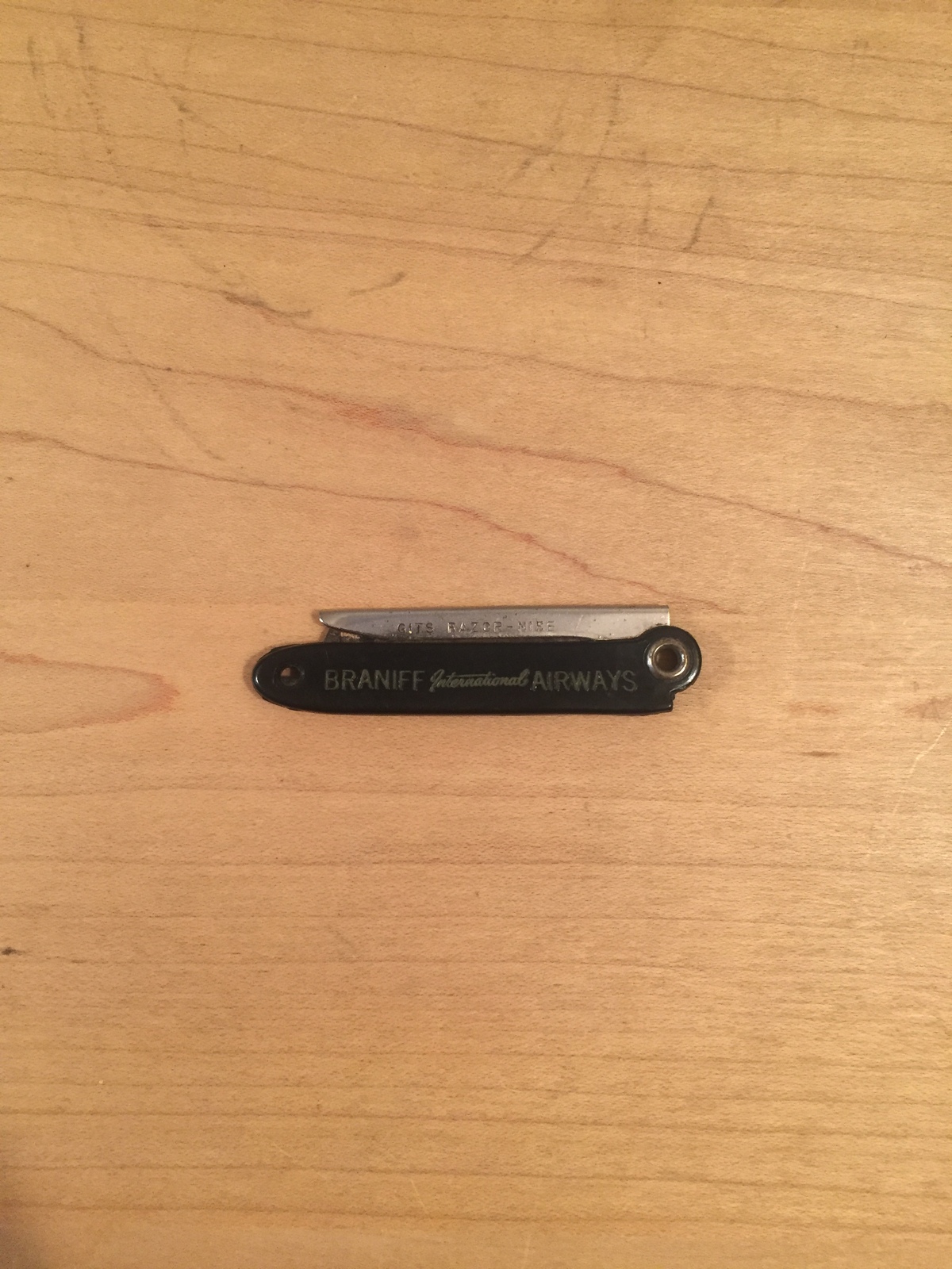 Vintage 40s Gits Razor-Nife Braniff Airways folding razor / keychain ...