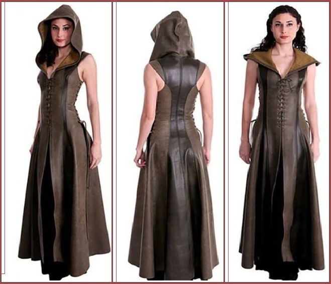 Medieval Waterproof Sleeveless Hooded Faux PU Leather Woodland Archer ...
