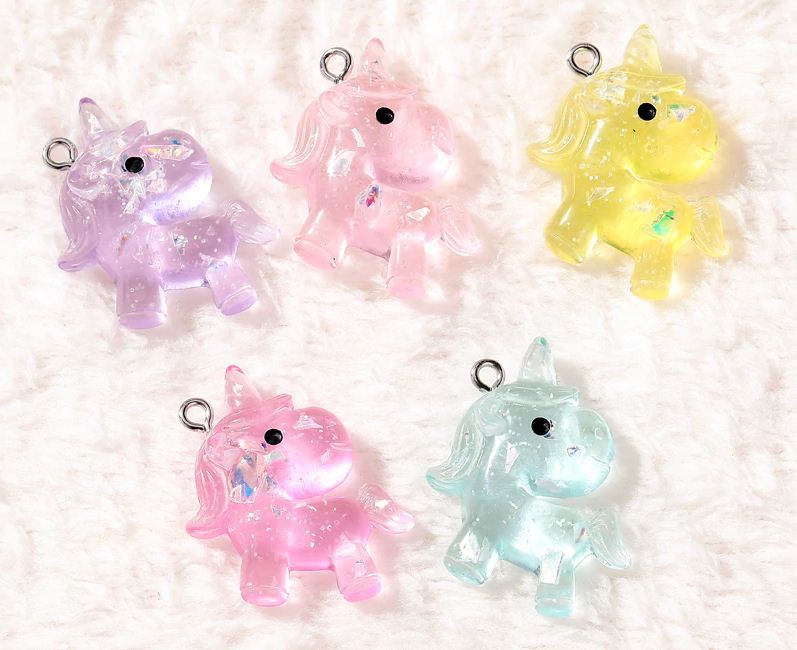 [DIY] Rainbow Unicorn Cute Horse Sparkle Resin Charm for Handmade/Kids ...