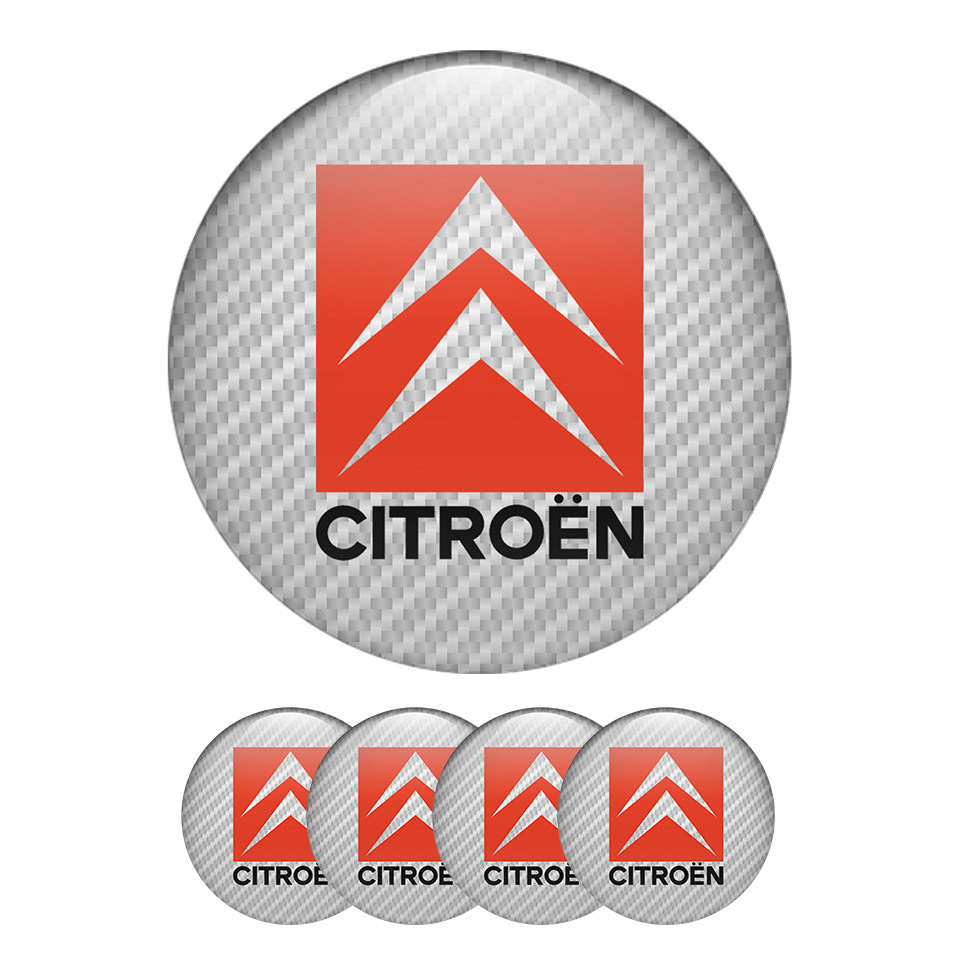 Set of 4 Citroen Logo Domed Sticker for Rim Center Wheel Hub Cap Emblem ...