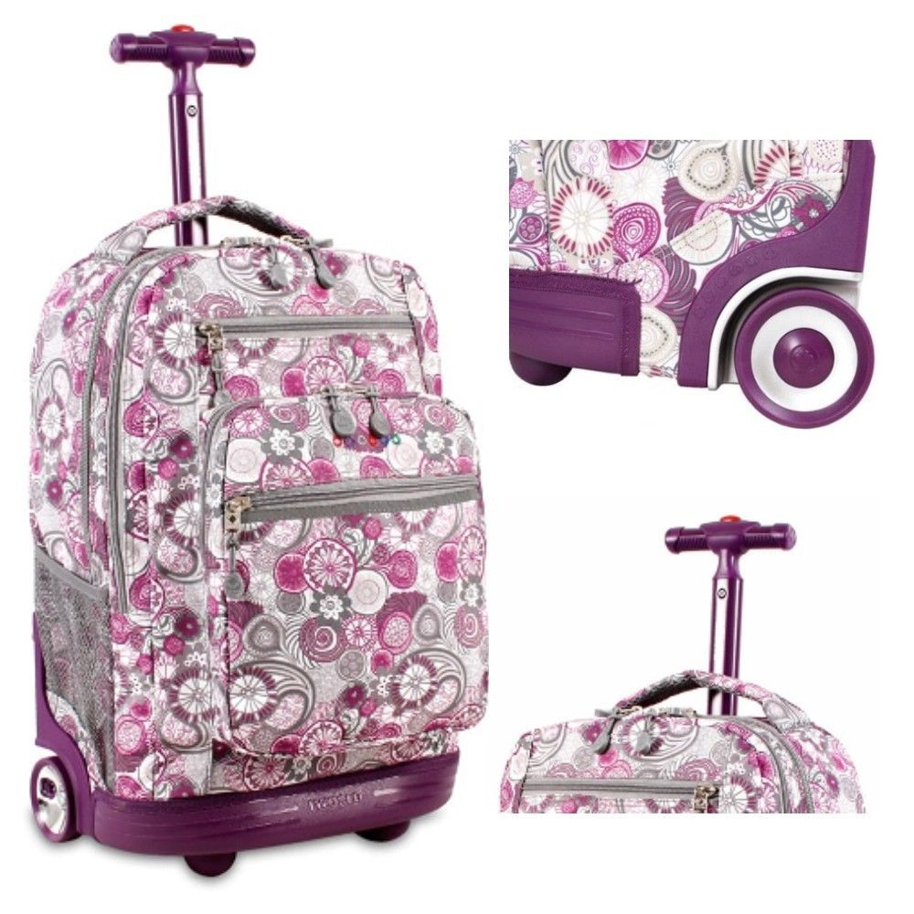 Womens Travel Rolling Backpack Laptop College Wheeled Kids School Book ...
