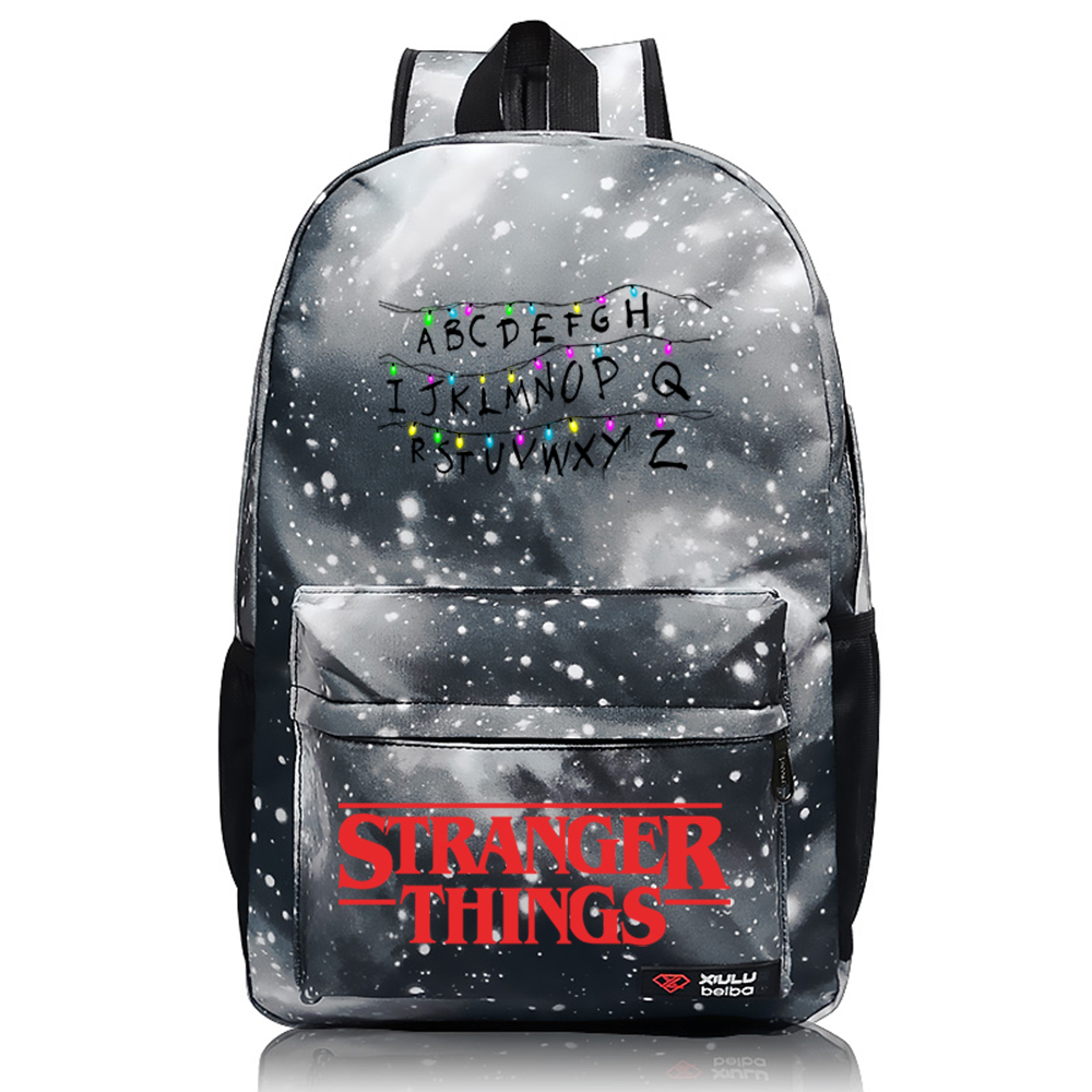 WM Stranger Things Backpack Daypack Schoolbag Black Starry Sky Letters ...