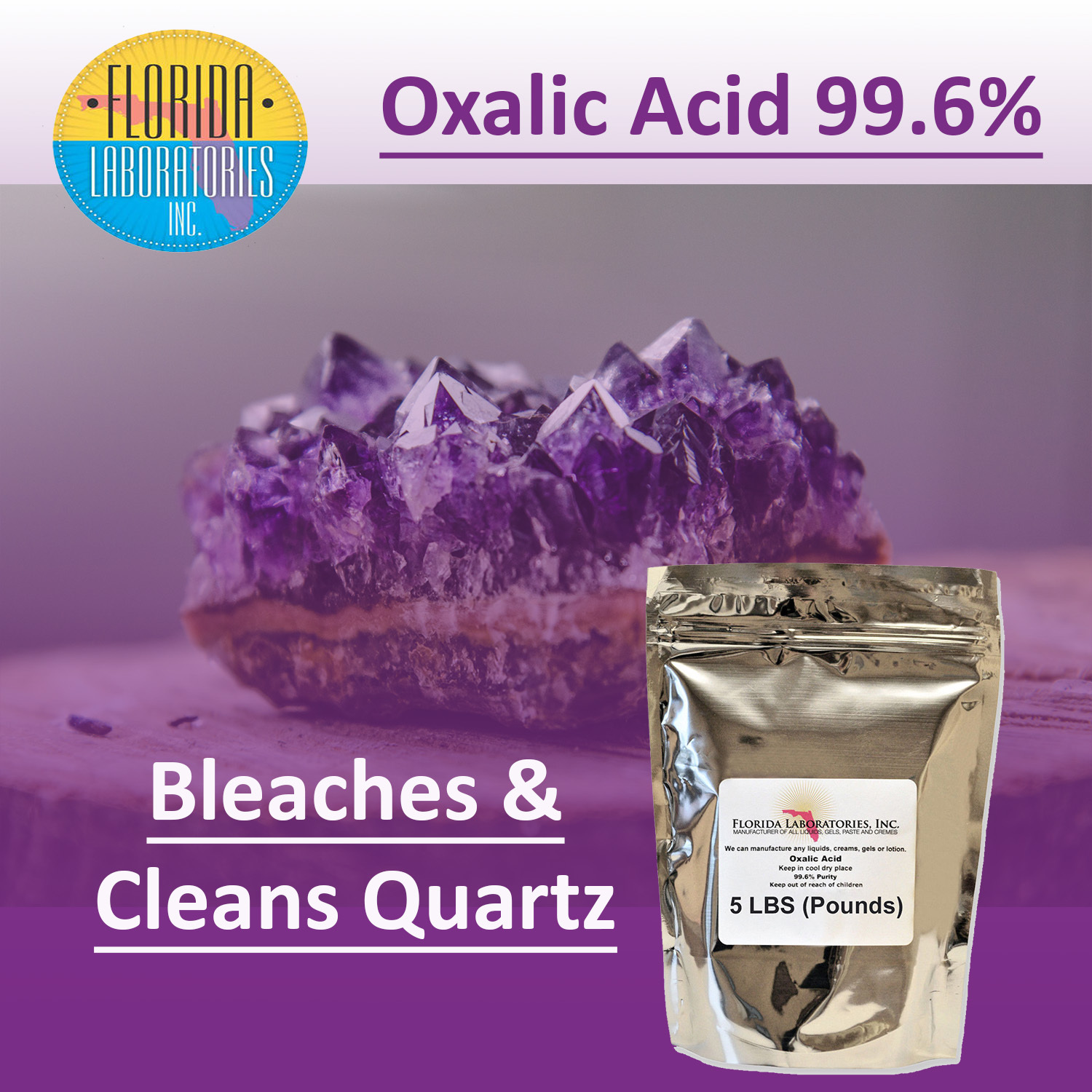 OXALIC ACID 99.6% Pure, 5 Lbs, Rust Remover, Wood Bleach, Boat Cleaner ...