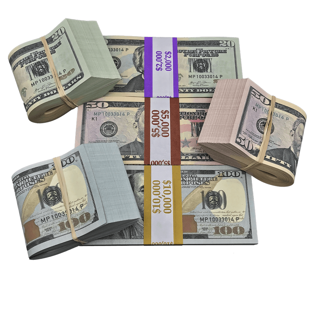 $34,000 Full Print New Series Bands Prop Money Stacks Mix - Reproductions