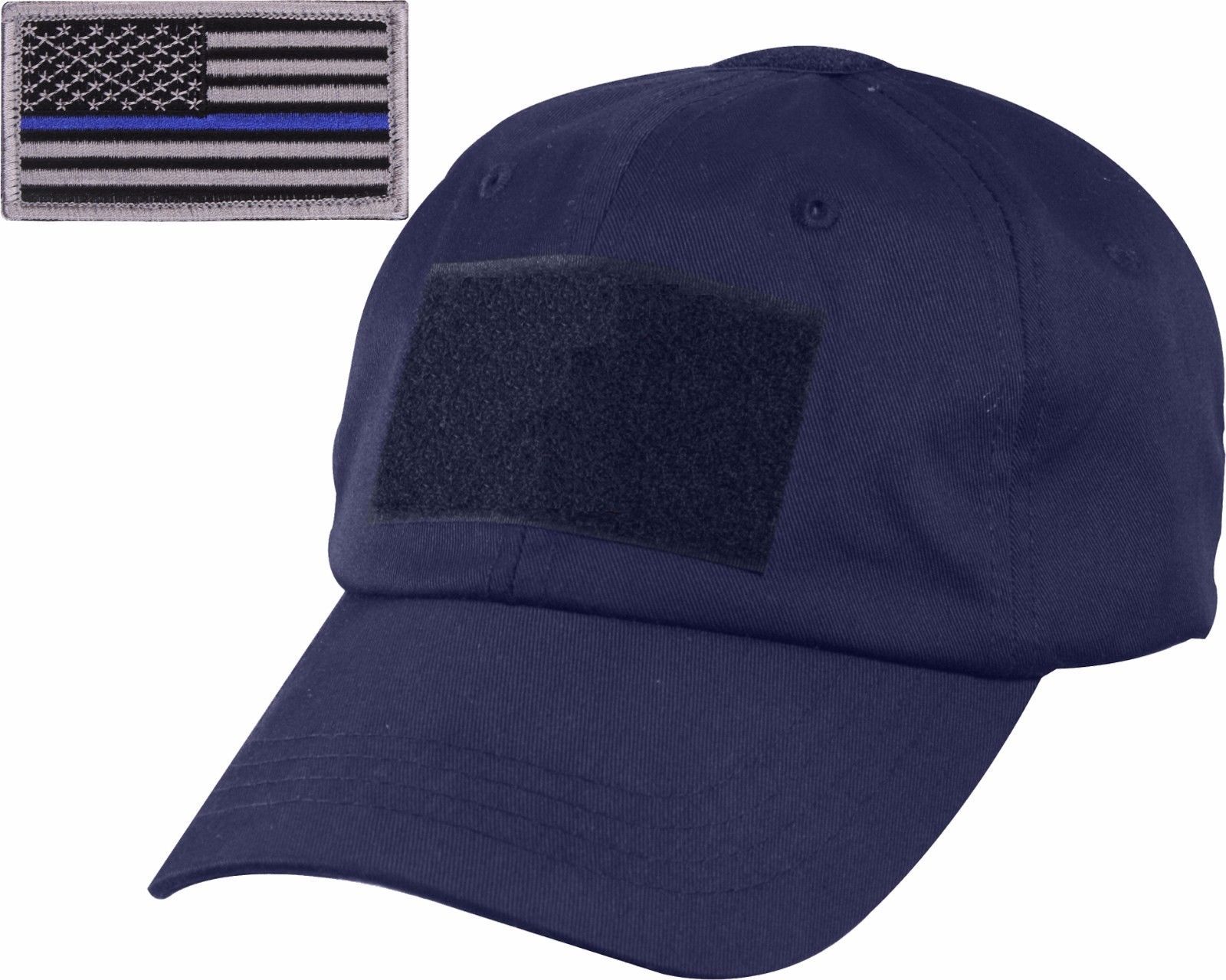 Navy Blue Tactical Operator Cap with Removable Thin Blue Line USA Flag ...